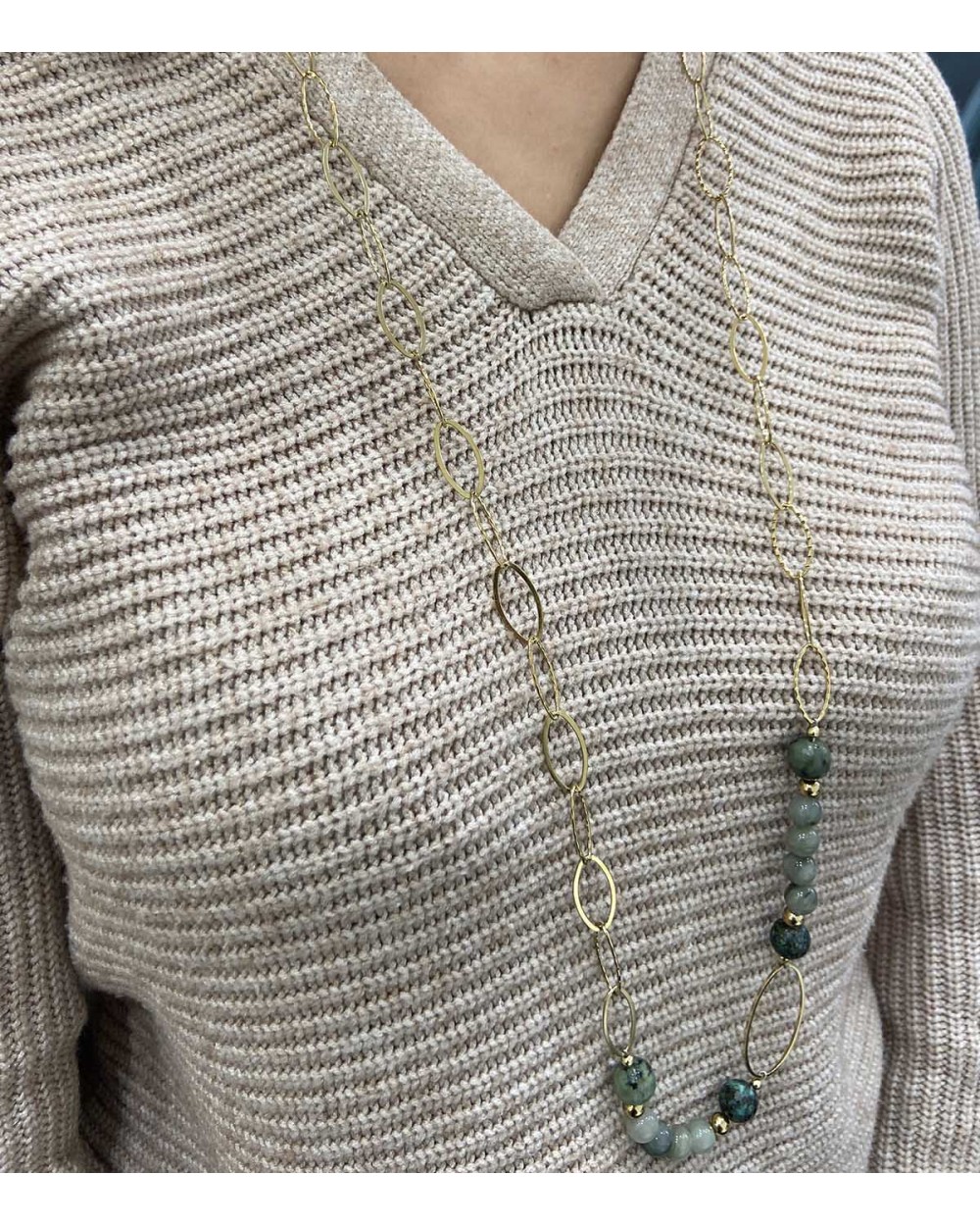 Sautoir African Turquoise & Olivine - Paloma Bijoux