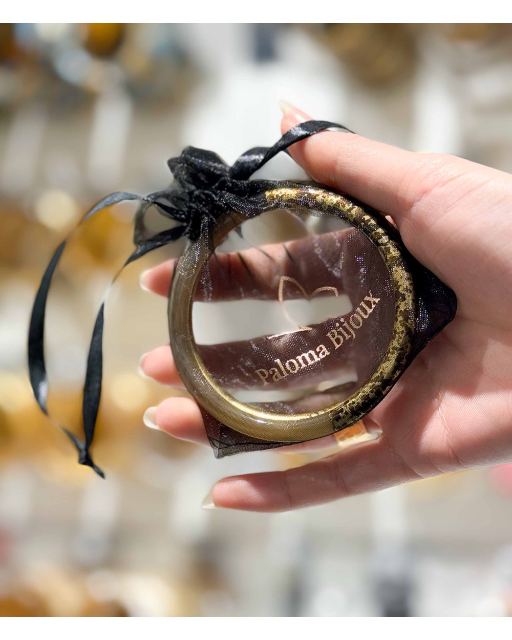 Bracelet en corne et coloré vert sauge - Paloma Bijoux